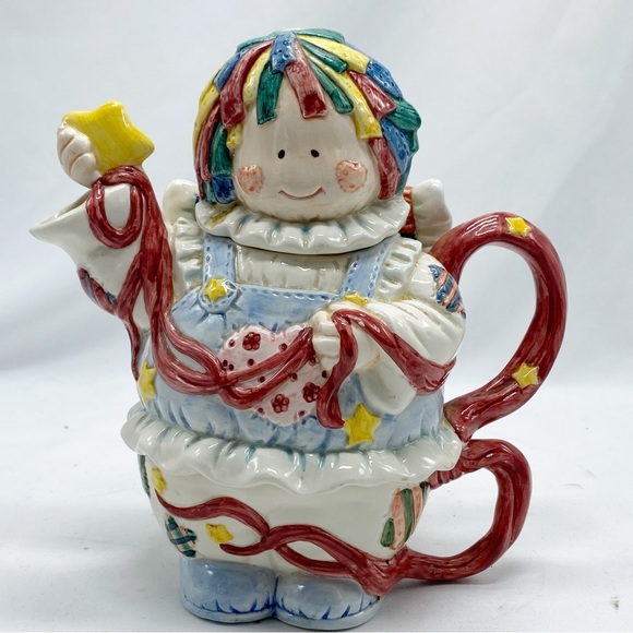 Vintage | Accents | Vintage 996 Patchwork Rag Doll Angel Teapot Tea Cup ...